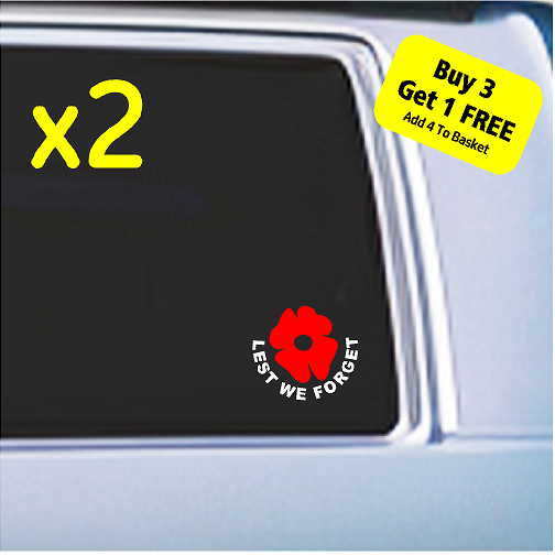 Lest We Forget Car Van Window Vinyl Decal Sticker Memorial Poppy ...