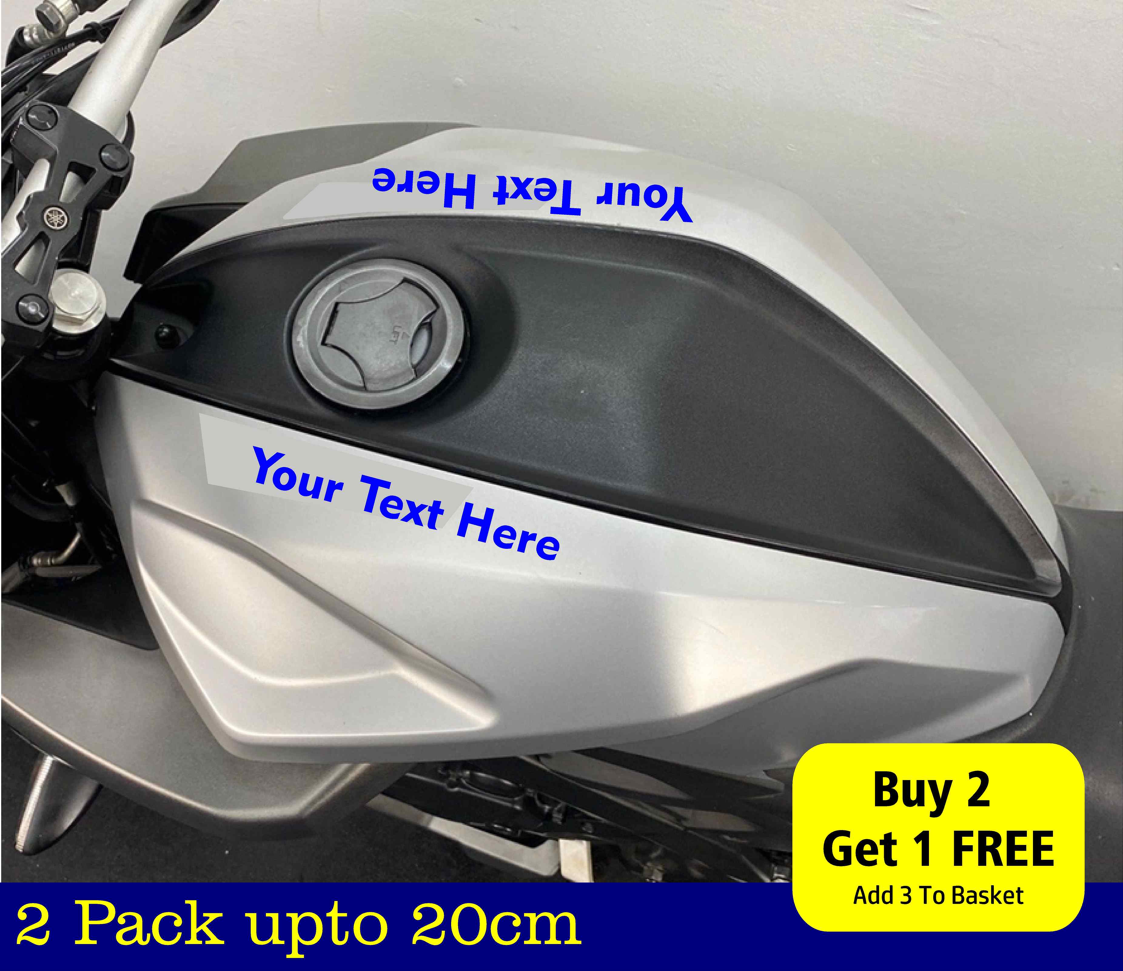 2X PERSONALISED VINYL DECAL sticker motorbike bike name CUSTOM COLOUR ...